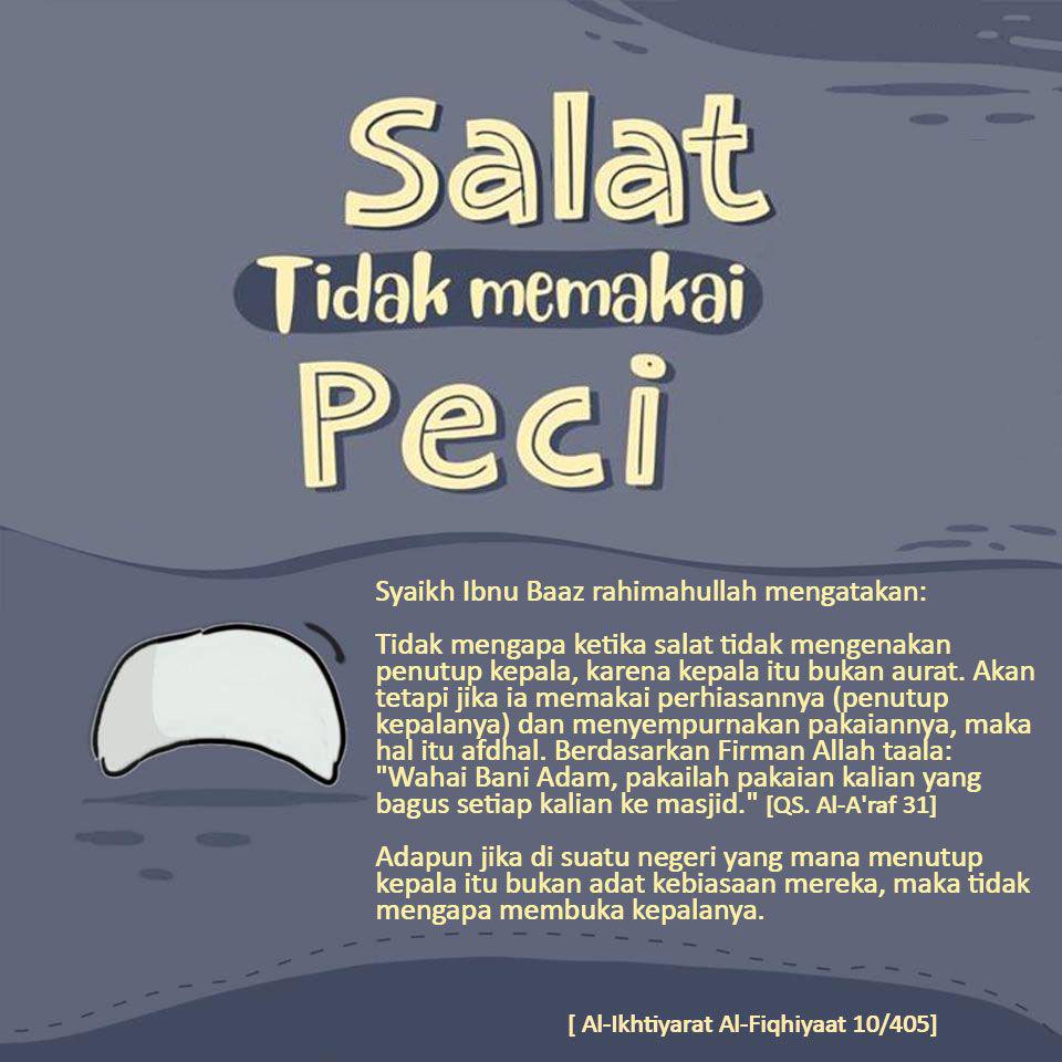 Hukum Shalat Tidak Memakai Peci